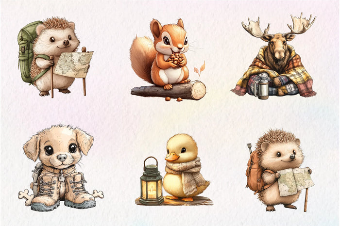 Camping Animals Clipart Bundle