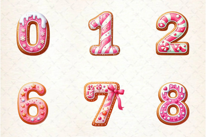 Pink Christmas Gingerbread Alphabet Clipart Bundle