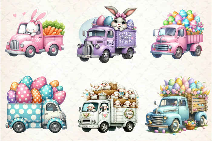 Easter Truck Clipart Bundle