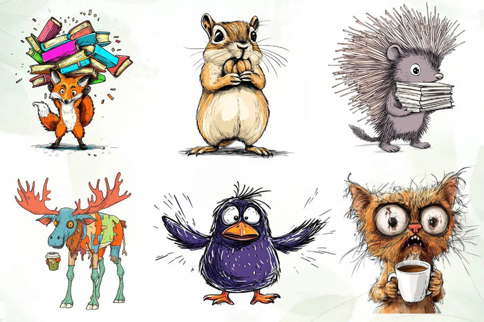 Funny Quirky Animals Clipart Bundle