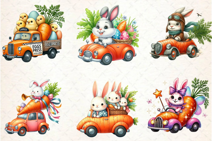 Easter Carrot Car Clipart Bundle