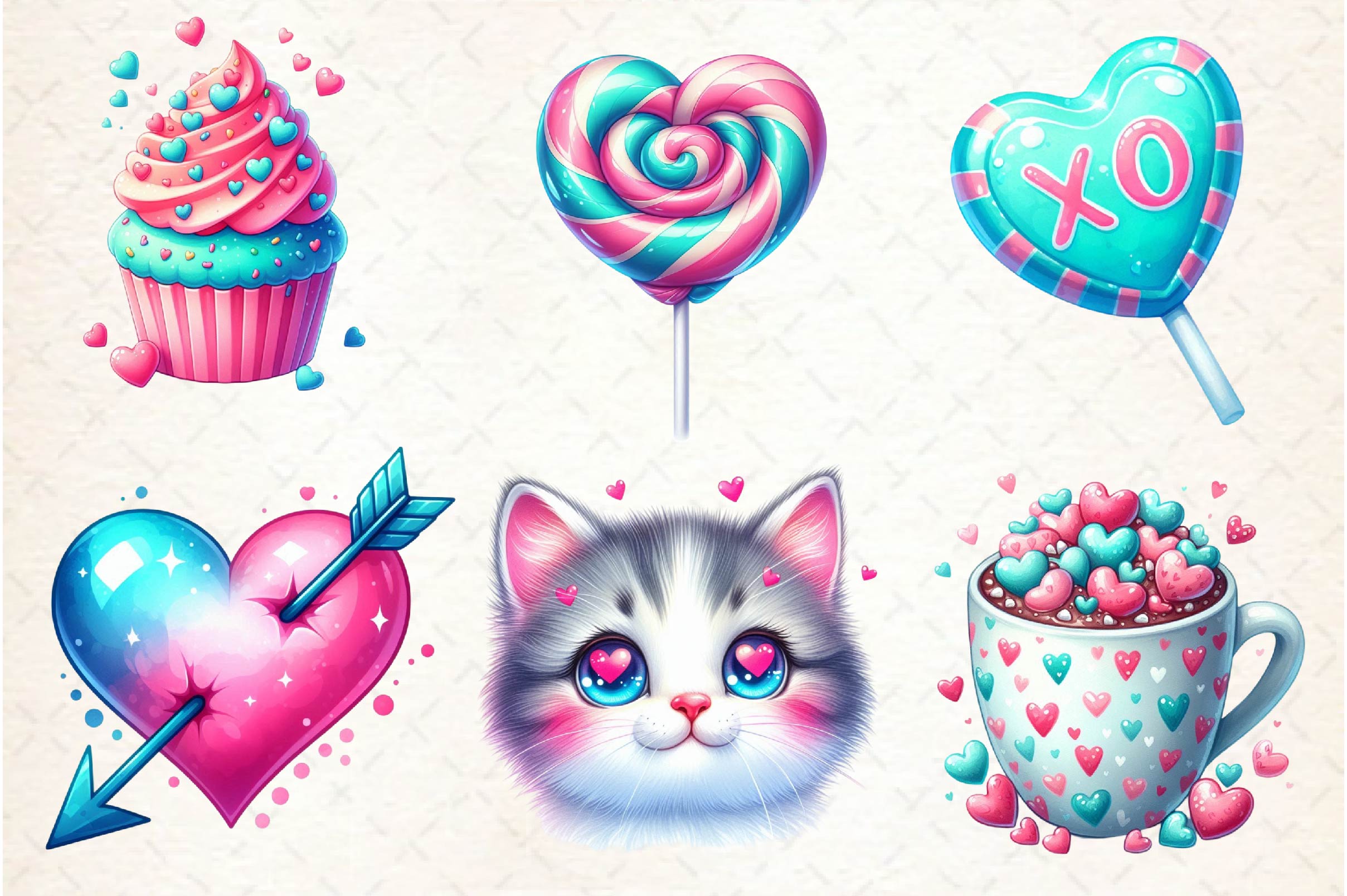 Cute Valentine Clipart Bundle