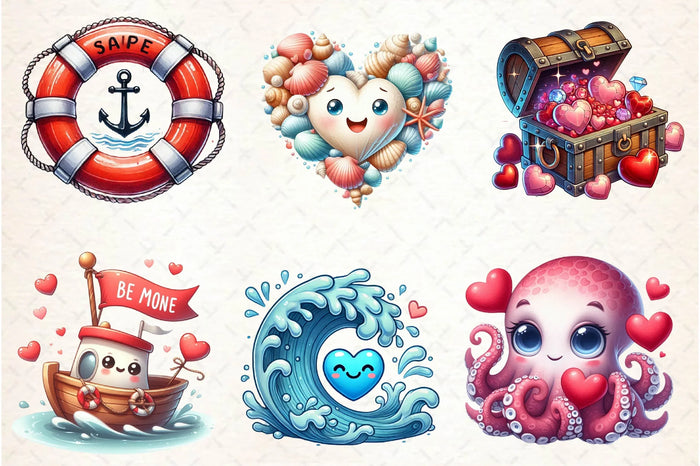 Maritime Valentine Clipart Bundle
