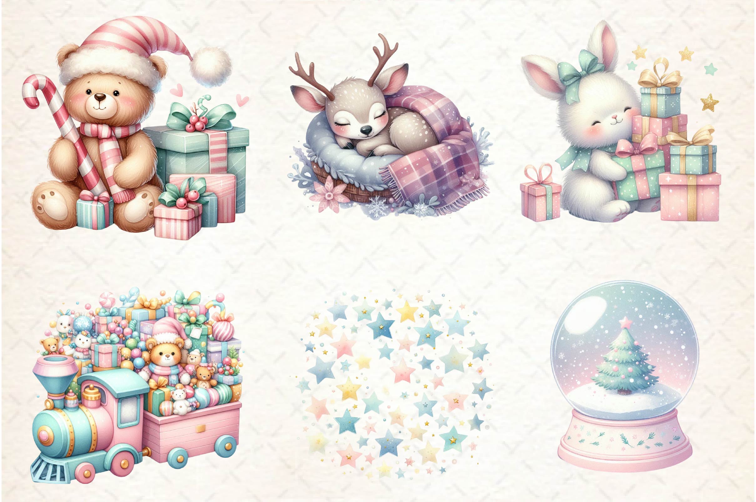 Pastel Christmas Clipart Bundle