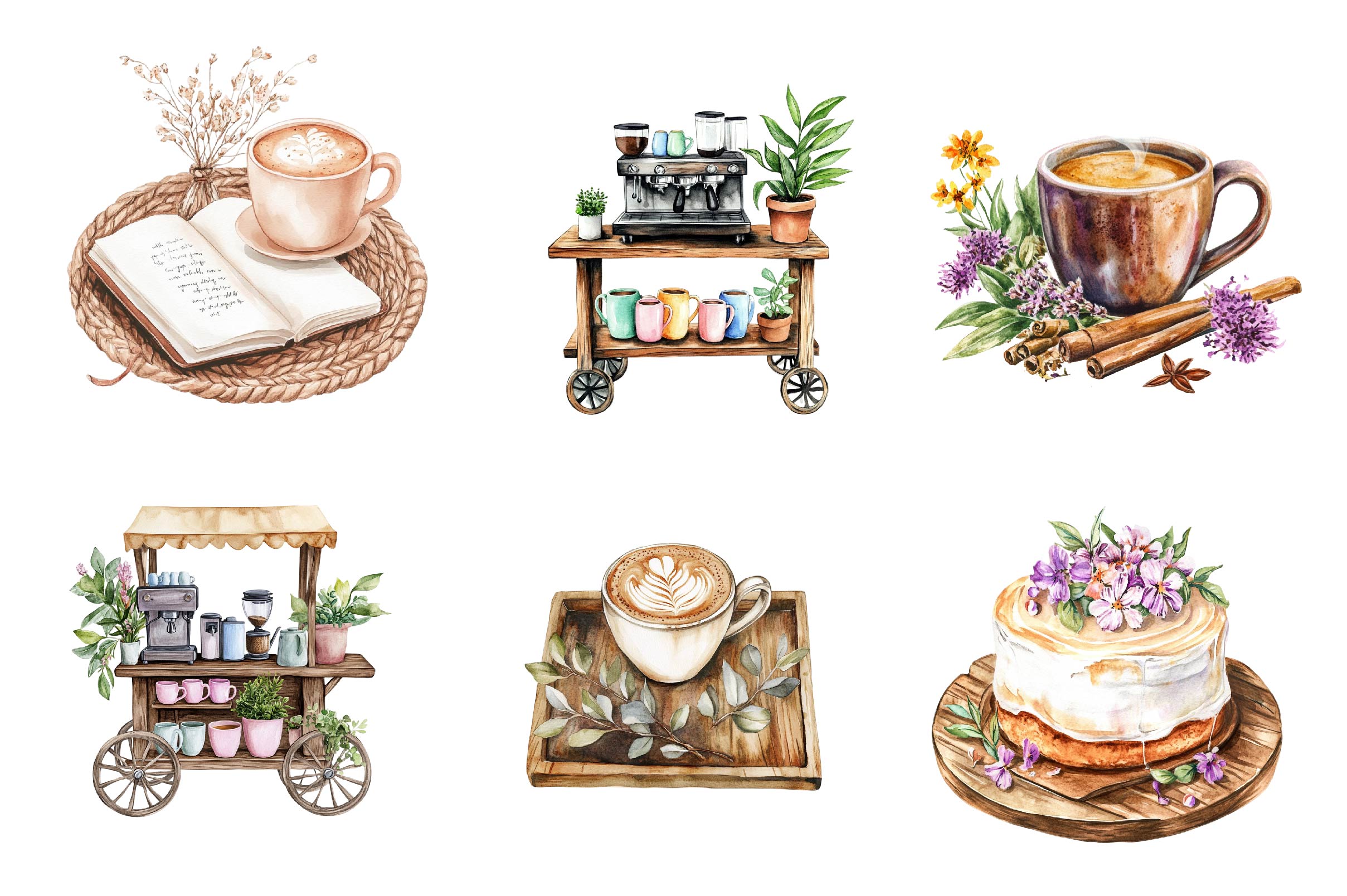Boho Cafe Core Coffee Clipart Bundle