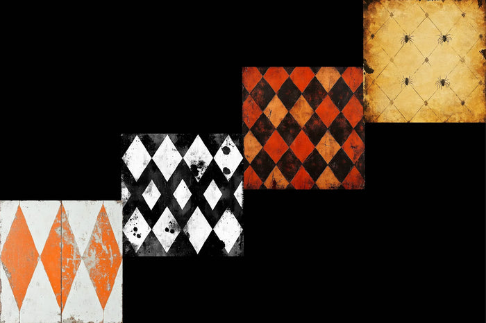 Distressed Harlequin Halloween Clipart Bundle