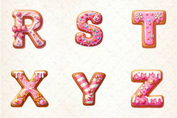 Pink Christmas Gingerbread Alphabet Clipart Bundle
