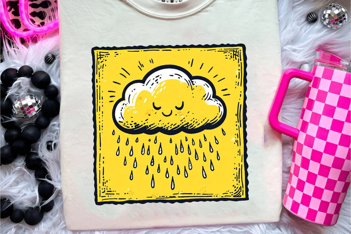 Yellow Summer Postage Stamps Clipart Bundle