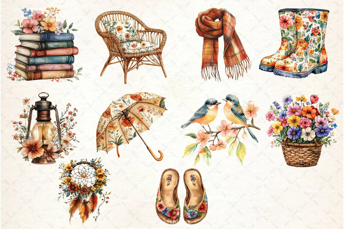 Boho Spring Clipart Bundle