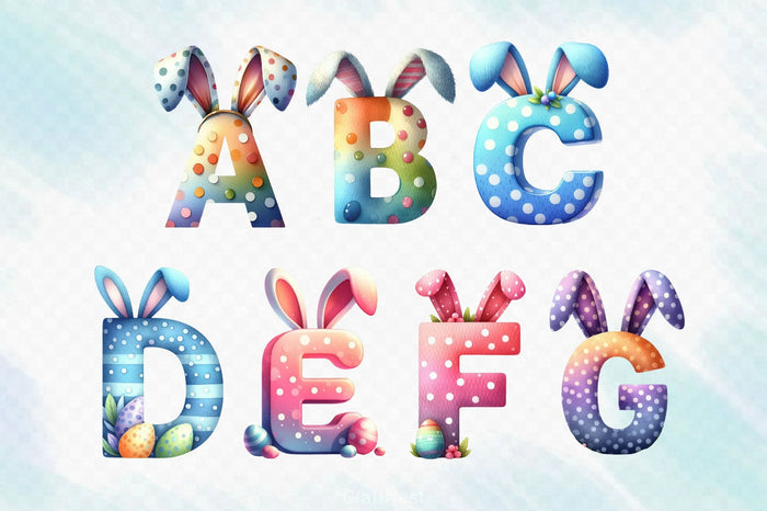 Easter Alphabet And Number Clipart Bundle