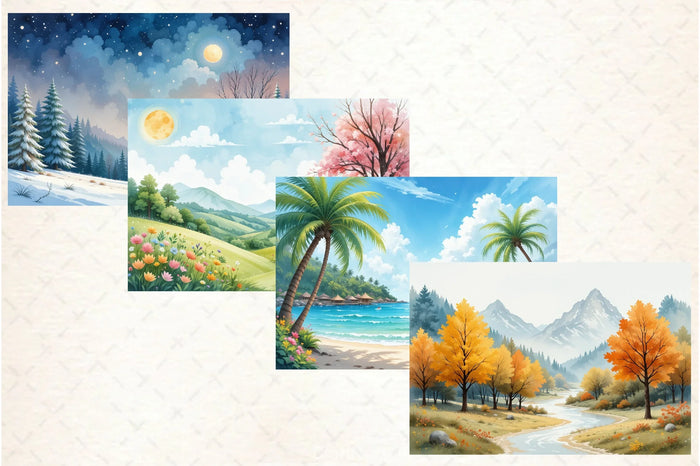 Seasons Landscape Clipart Bundle