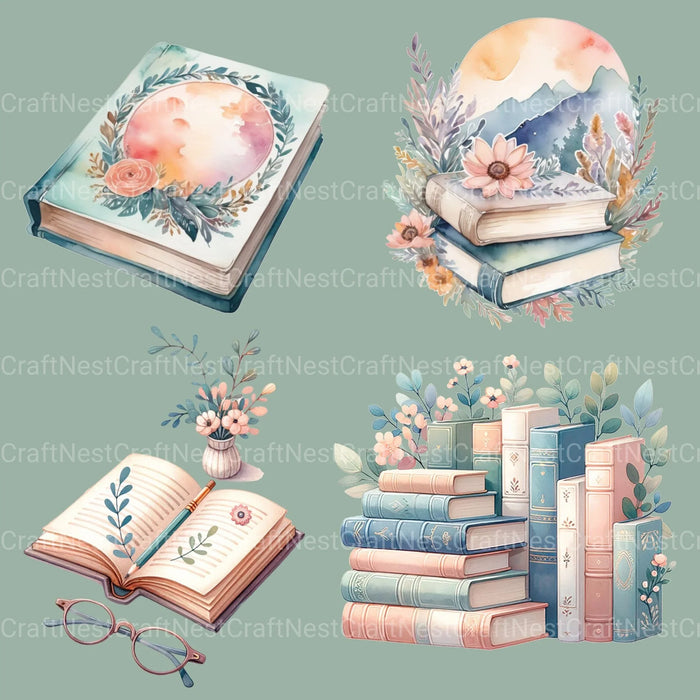 Boho Books Clipart Bundle