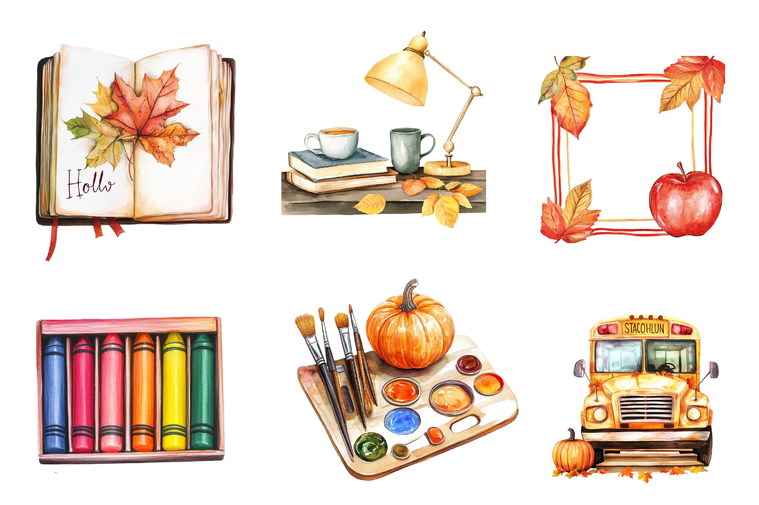 Autumn Back To School Clipart Bundle