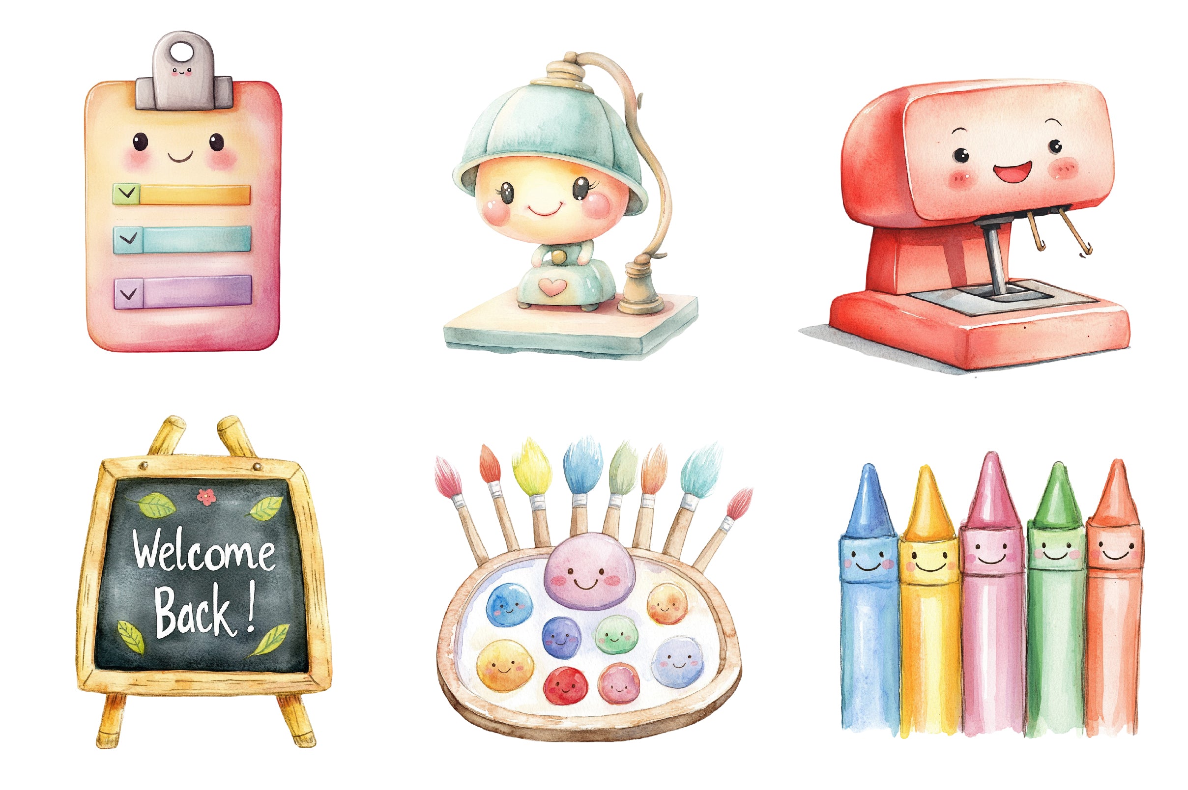 Kawaii School Clipart Bundle