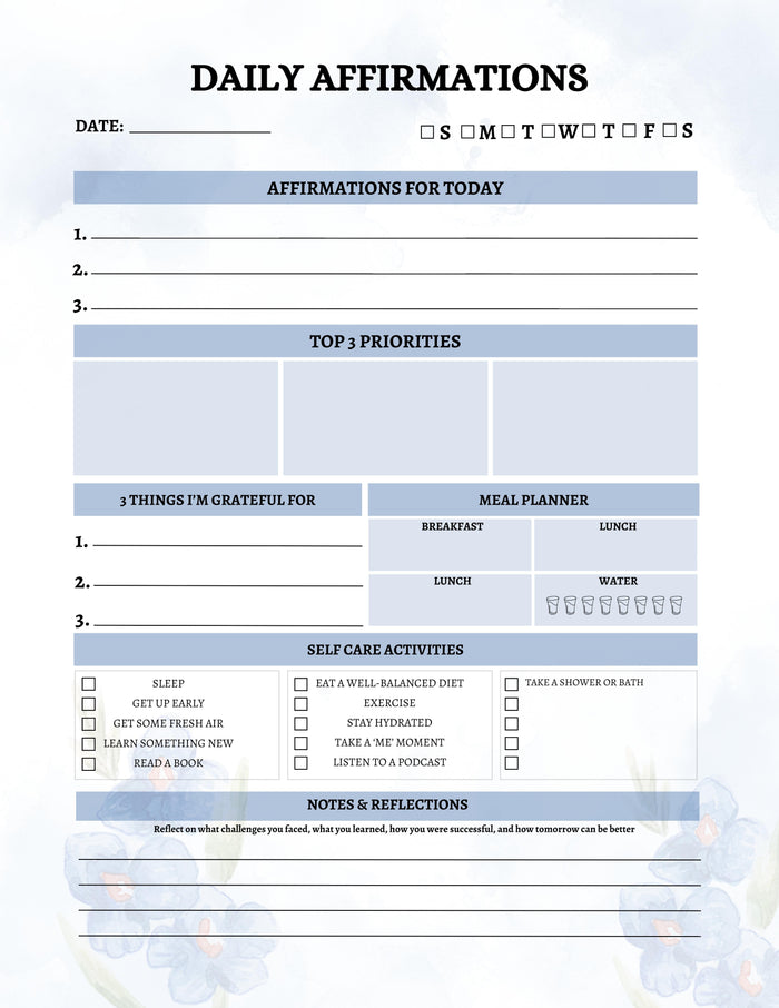 Daily Affirmations Journal KDP Planner