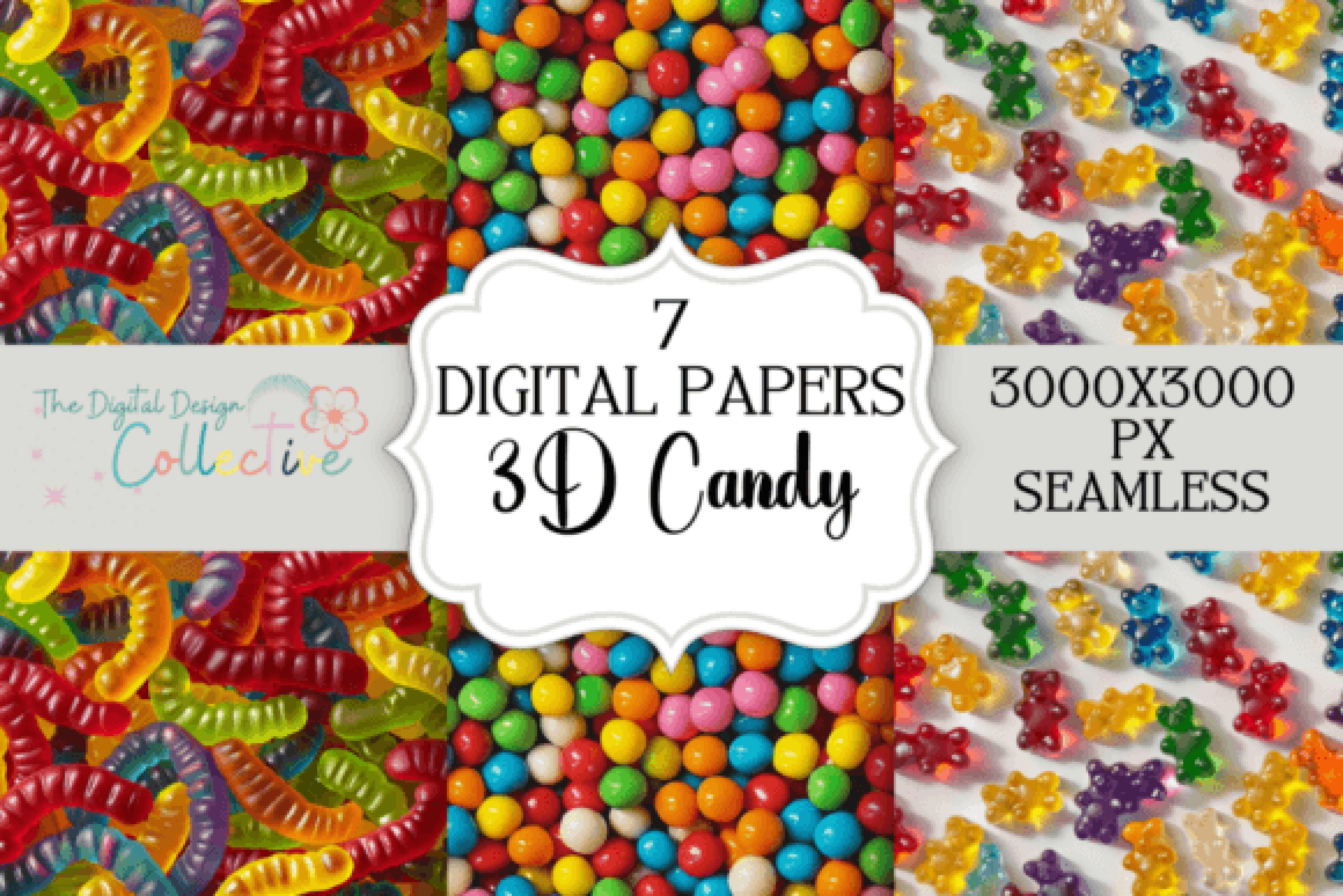 3D Candy Seamless Digital Paper