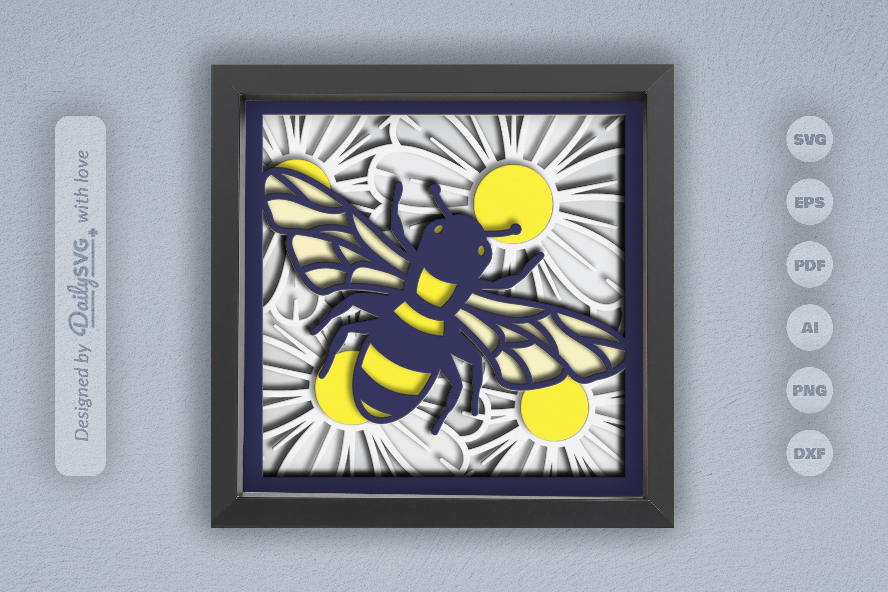 3D Bee and Flower Garden Papercut SVG Bundle