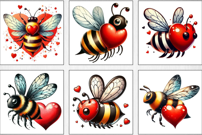 Valentine Bee Clipart Bundle