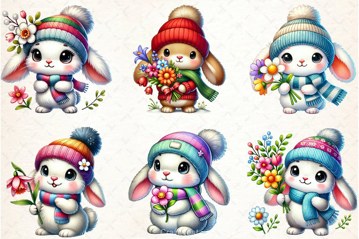 Spring Bunny Clipart Bundle