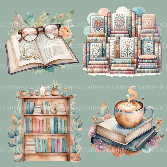 Boho Books Clipart Bundle