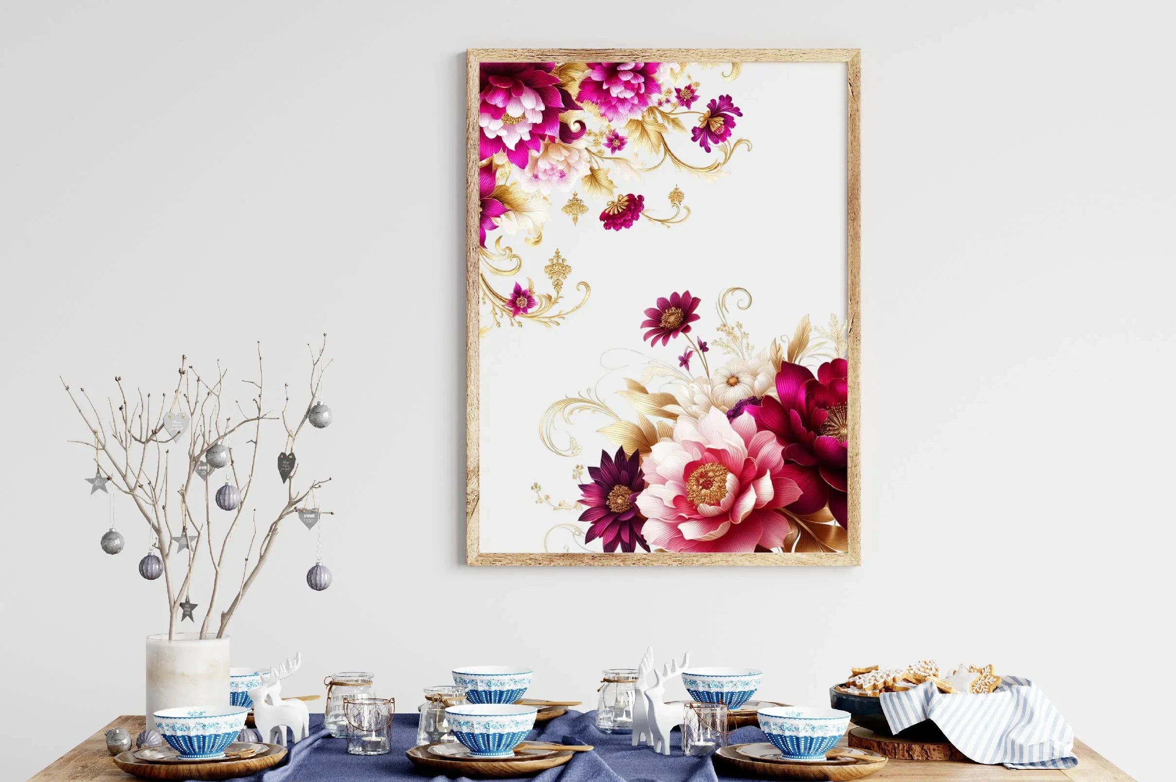 Magenta And Gold Floral Clipart Bundle