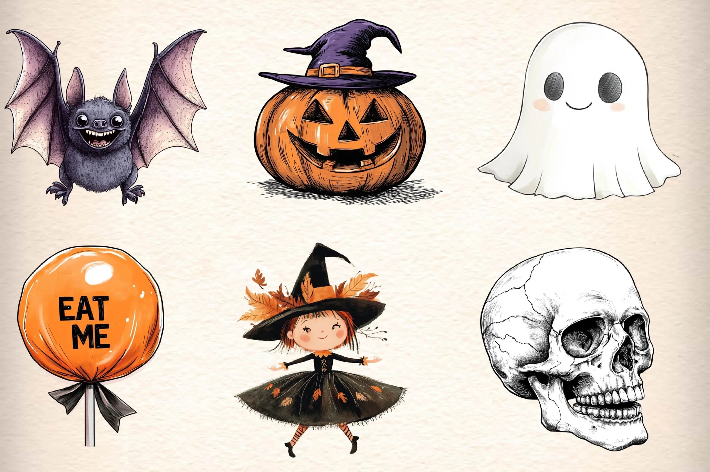 Vintage Halloween Clipart Bundle