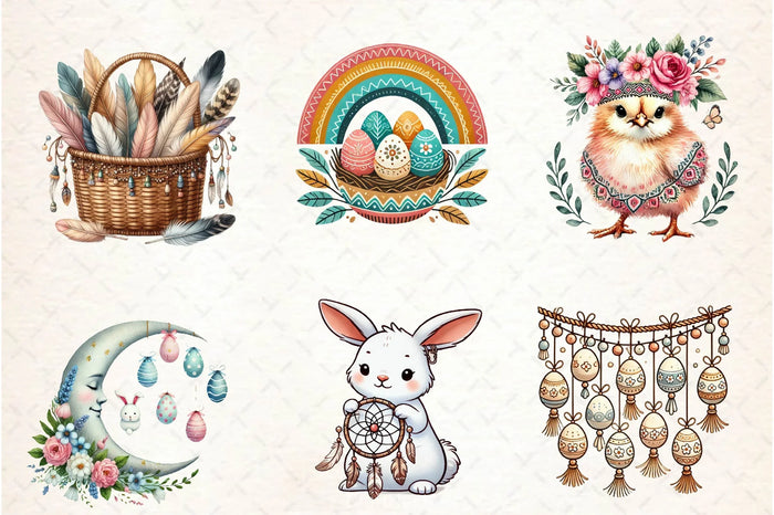 Boho Easter Clipart Bundle