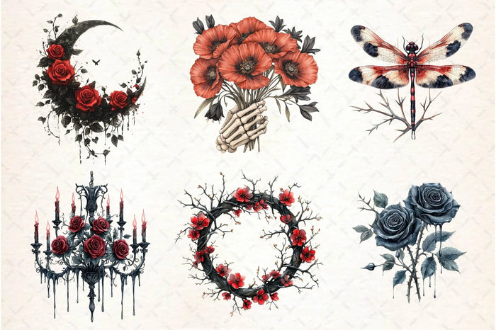 Gothic Spring Clipart Bundle