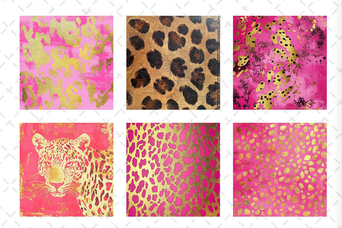 Pink And Gold Leopard Digital Paper