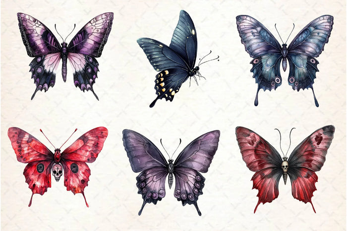 Gothic Spring Butterfly Clipart Bundle