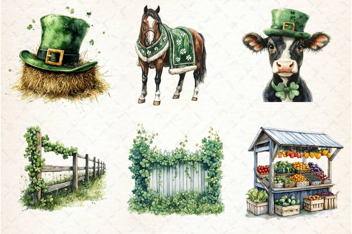 St Patricks Day Farm Clipart Bundle