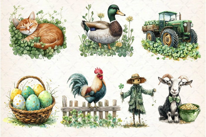 St Patricks Day Farm Clipart Bundle