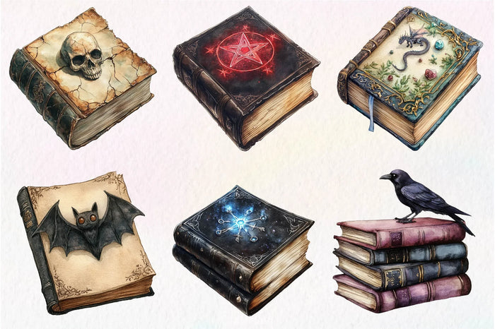 Gothic Fantasy Books Clipart Bundle