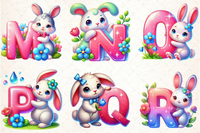 Easter Bunny Alphabet Clipart Bundle