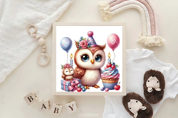 Birthday Owl Clipart Bundle