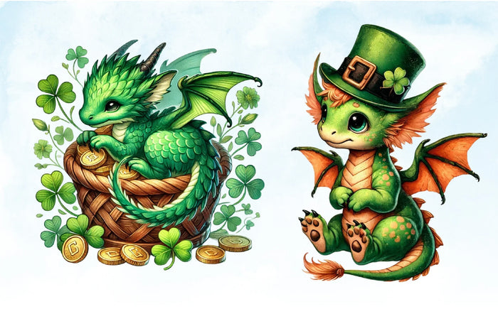 Cute Dragon St. Patrick's Day Clipart Bundle