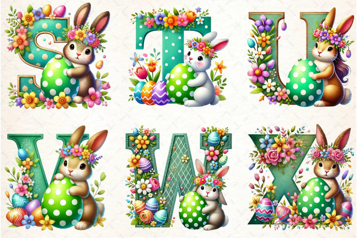 Easter Bunny Alphabet Clipart Bundle