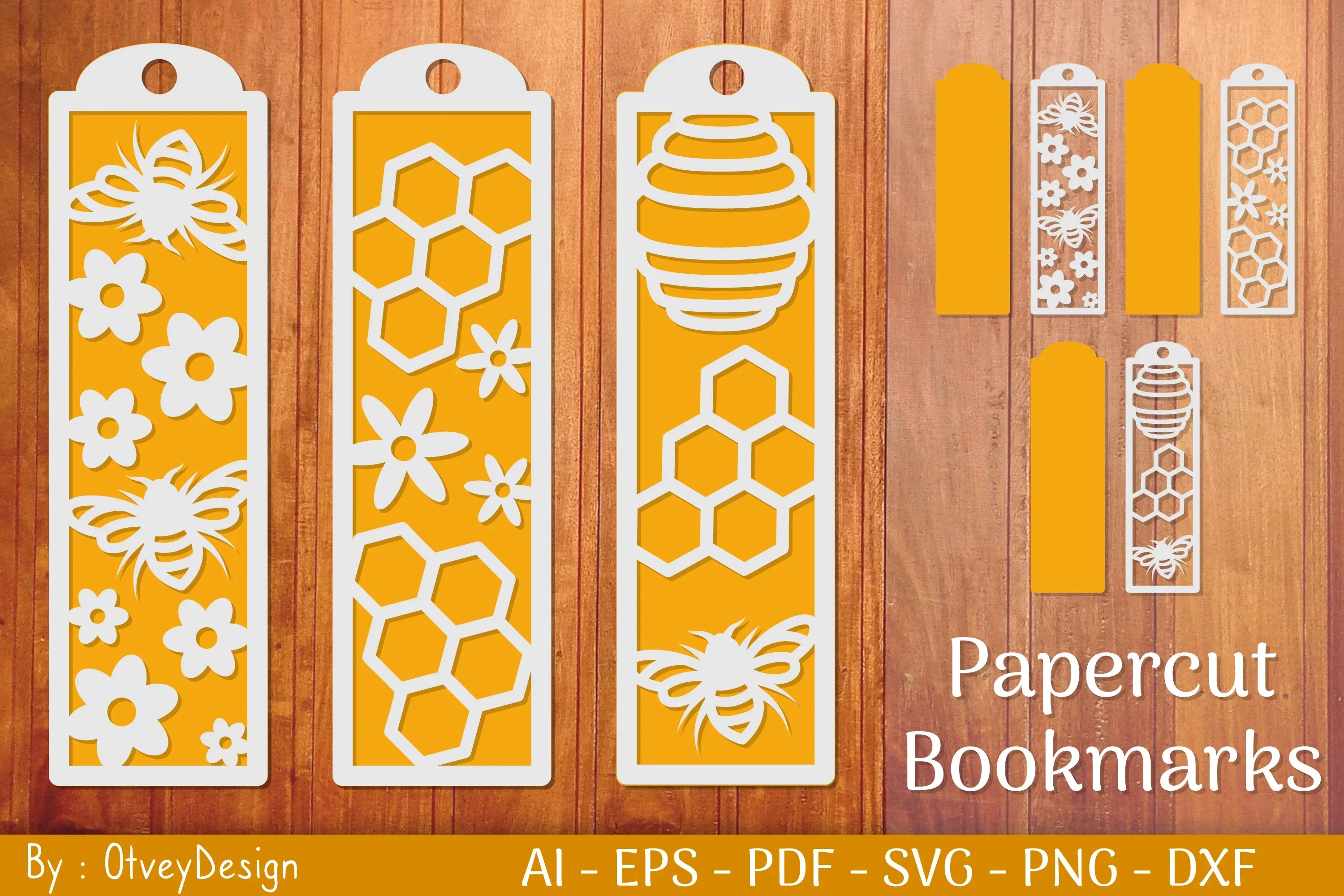 Bee Papercut Bookmarks SVG Bundle