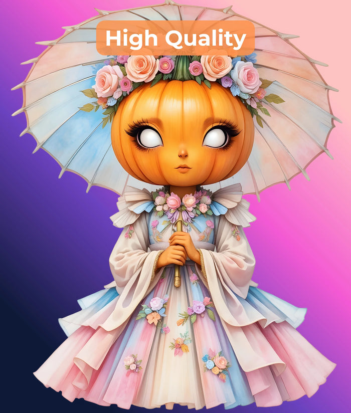 Pastel Pumpkin Goddess Clipart Bundle
