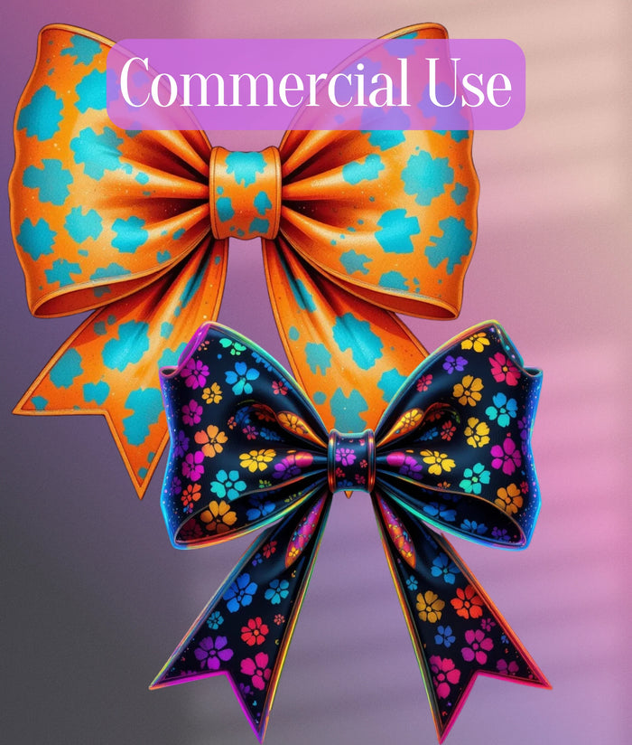 Neon Leopard Print Bow Clipart Bundle