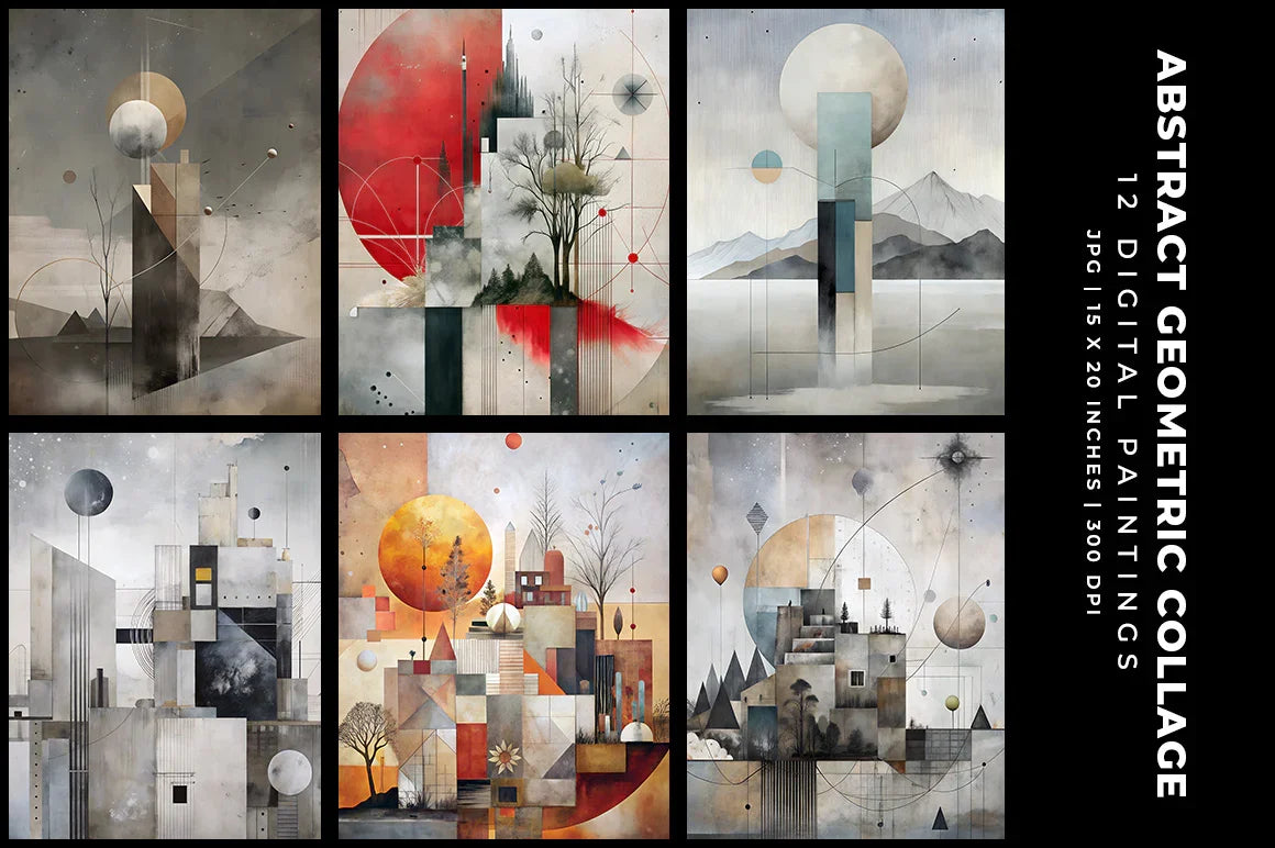 Abstract Geometric Collages - Wall Art