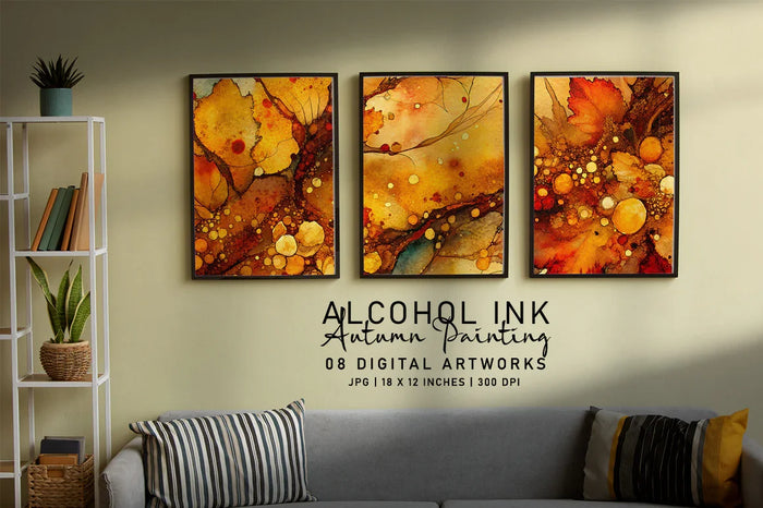 Alcohol Ink Autumn Paintings