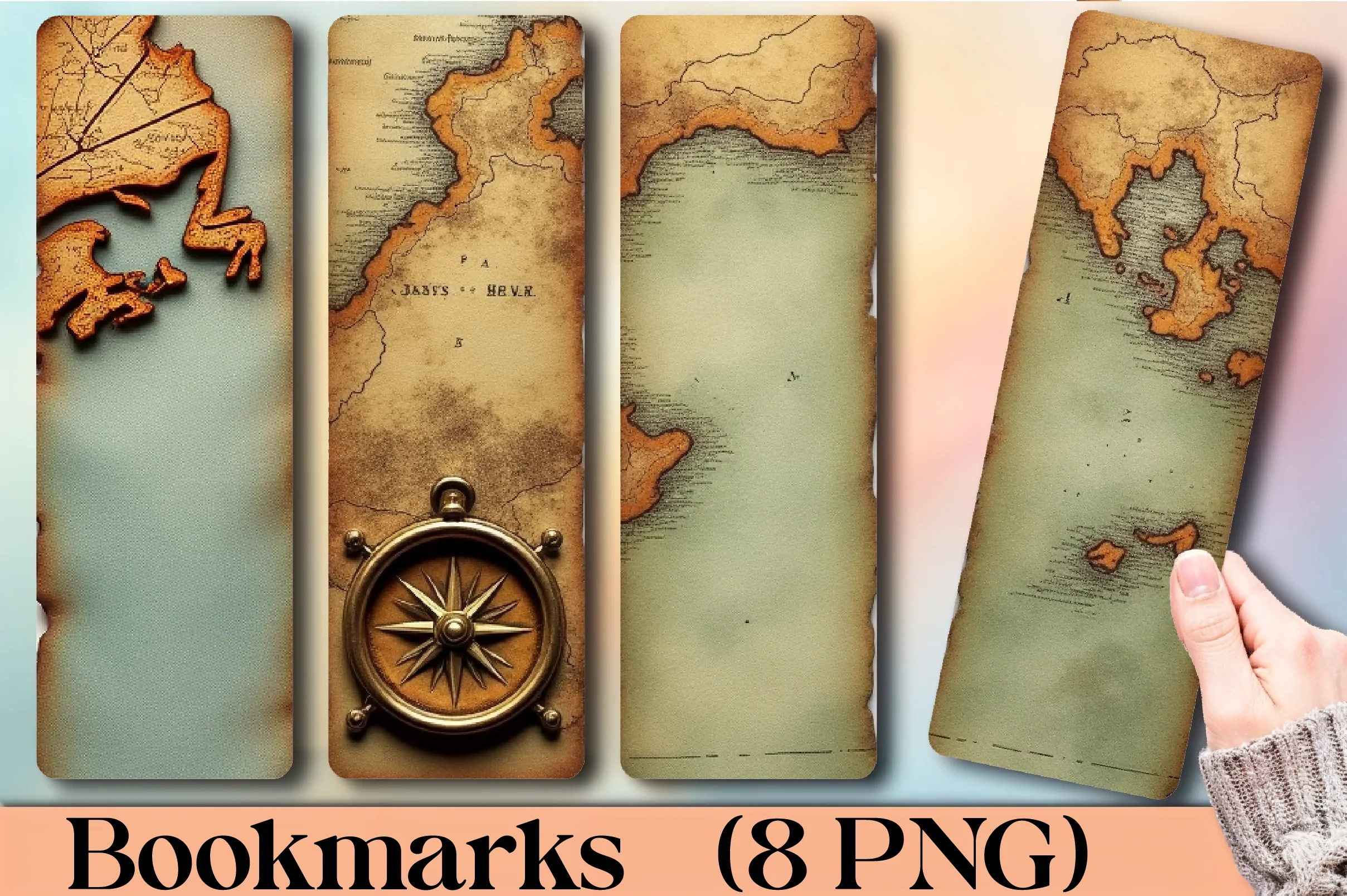 Vintage Compass Map Bookmark Journal
