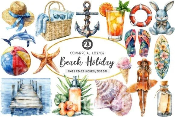 Beach Holiday Clipart Bundle
