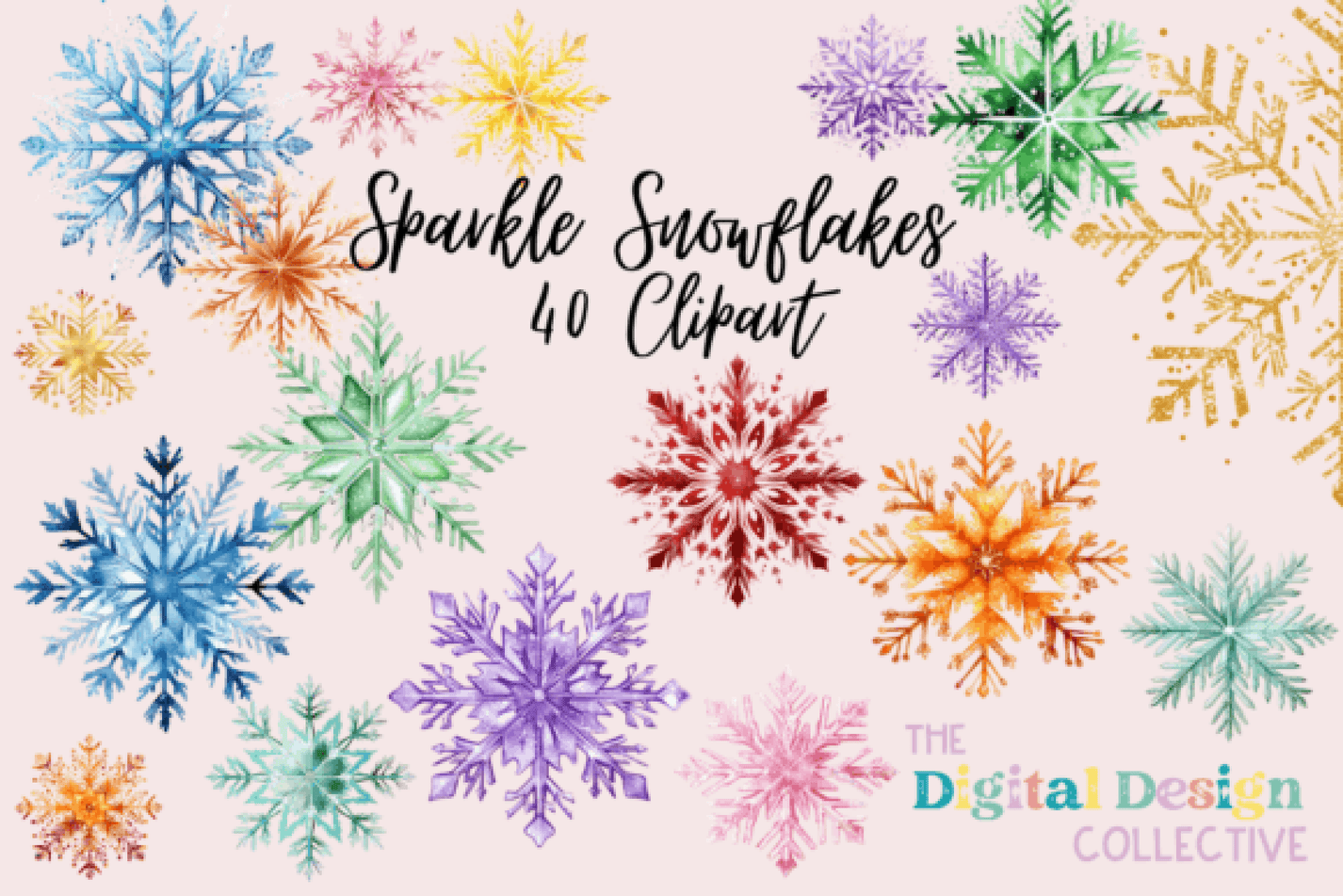 Beautiful Sparkle Snowflake Clipart Bundle