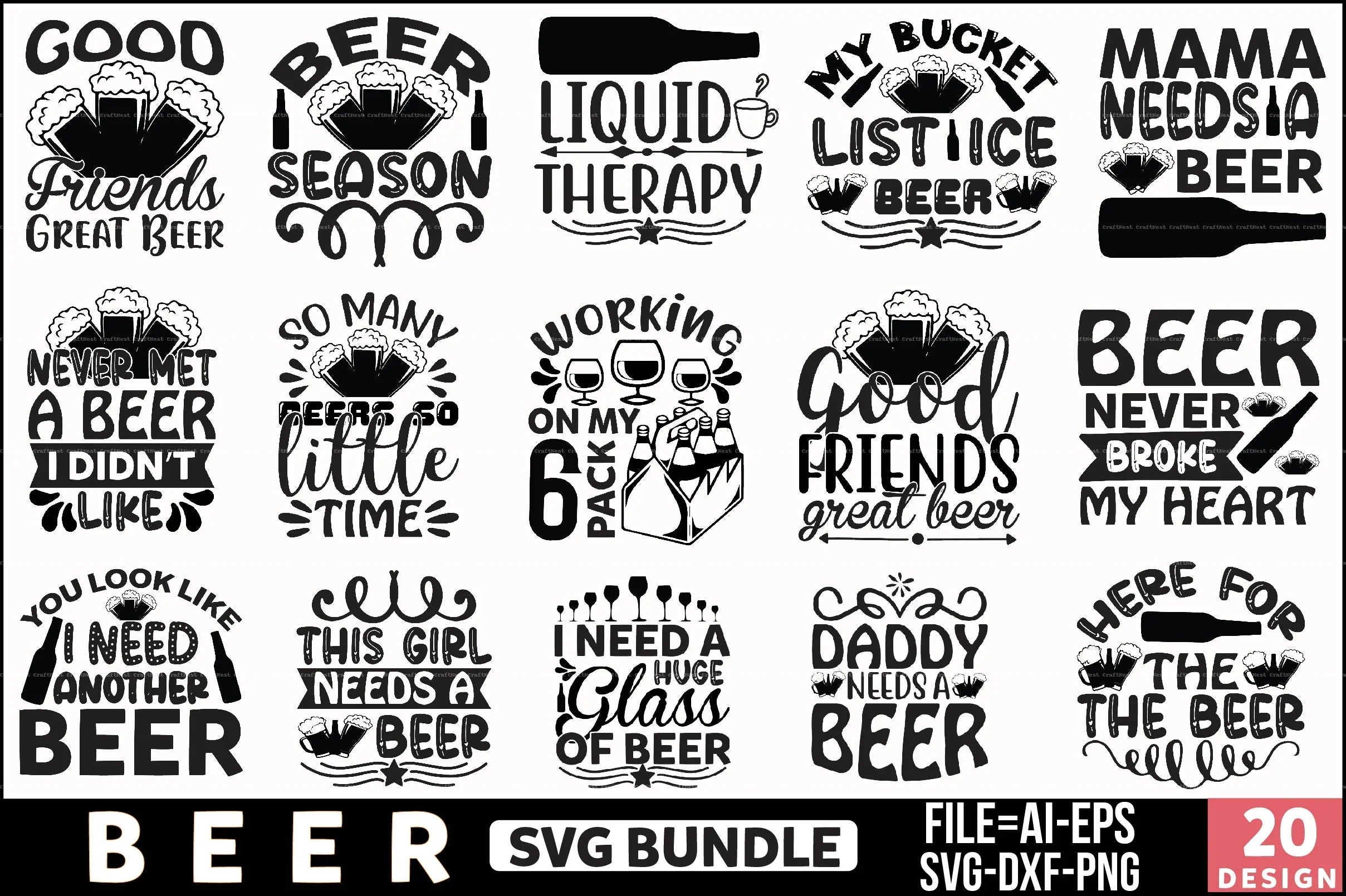 Beer Design SVG Bundle for Crafting