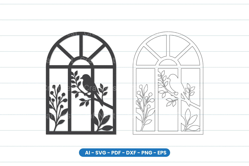 Bird Window Scene Laser Cut SVG Bundle - Clipart Collection