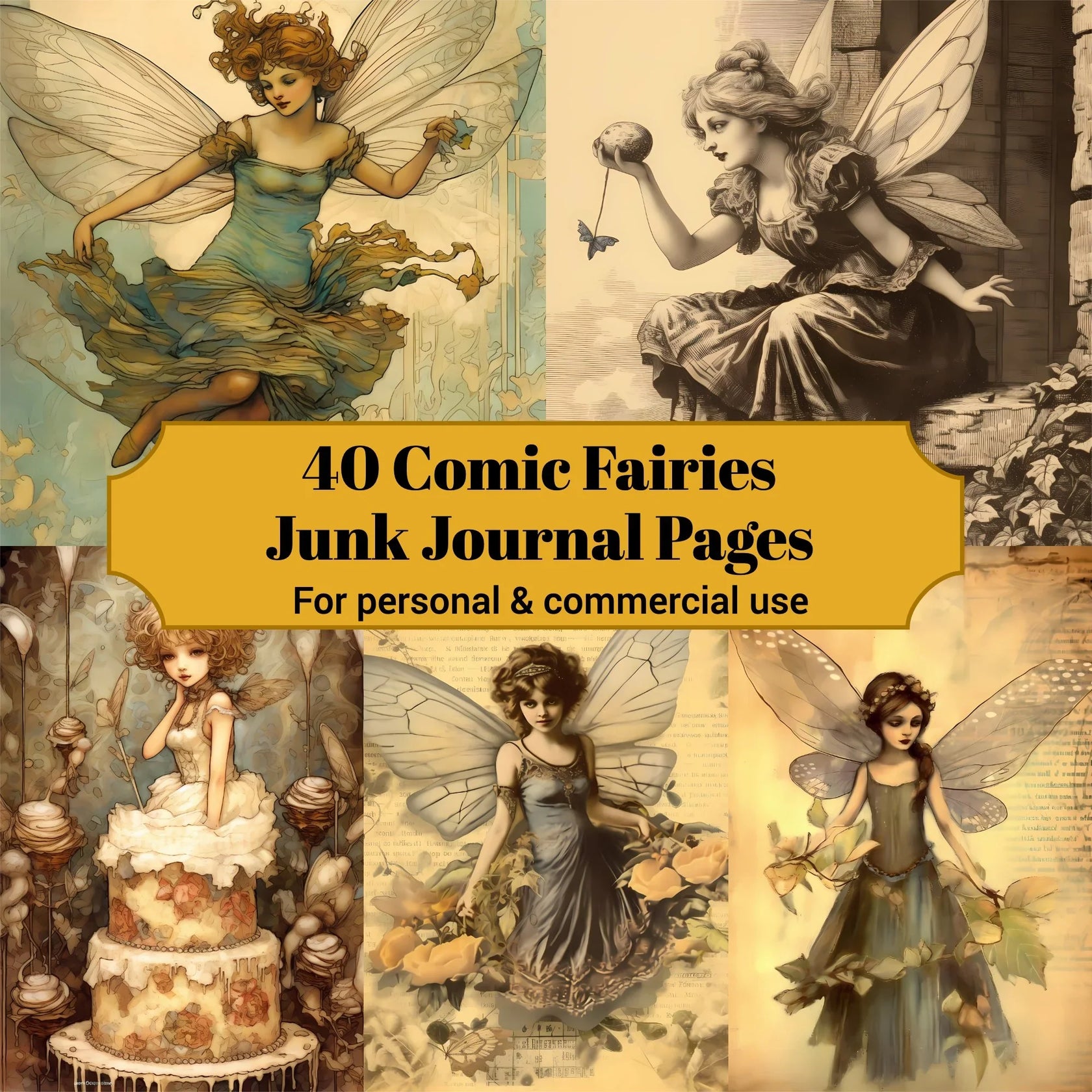 Comic Style Fairies Junk Journal Pages