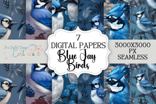 Blue Bird Seamless Digital Paper