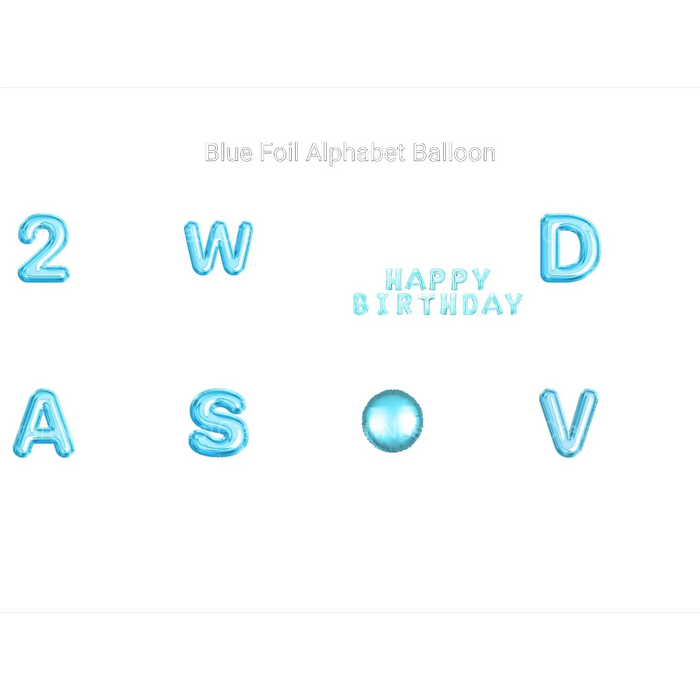Blue Foil Alphabet Balloon Clipart